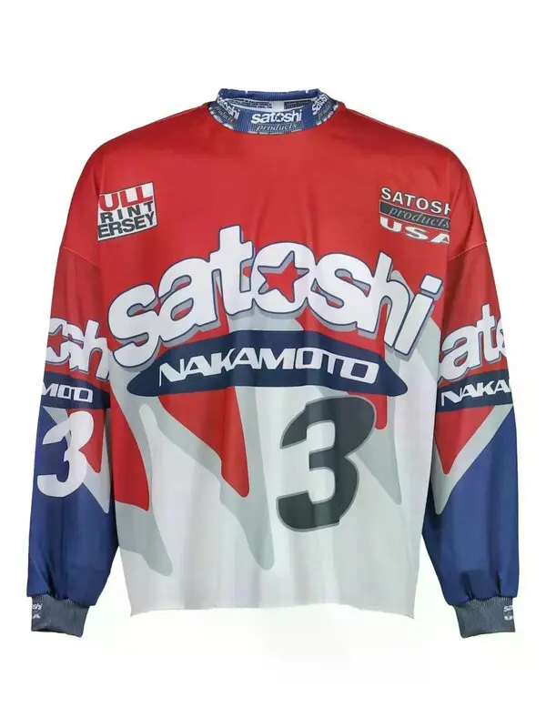 SATOSHI NAKAMOTO Graphic-print Jersey T-shirt - Red