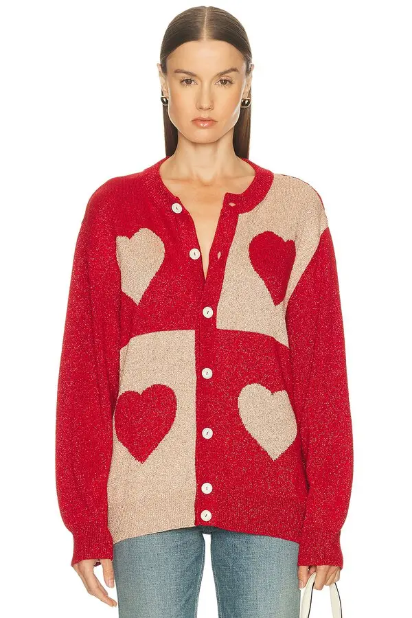 BODE Lame Hearts Cardigan - Red