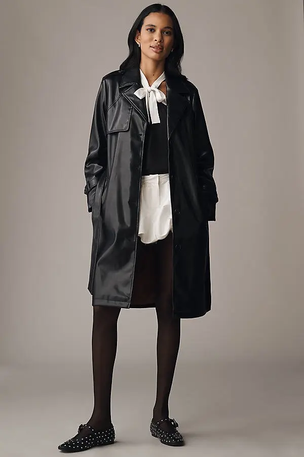 NVLT Faux Leather Trench Coat