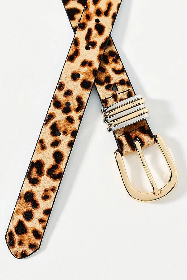 Anthropologie Classic Mixed Metal Keeper Belt In Cheetah 