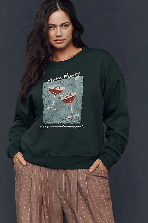 Maeve X Natalia Bagniewska Cocktail Sweatshirt - Dark Green