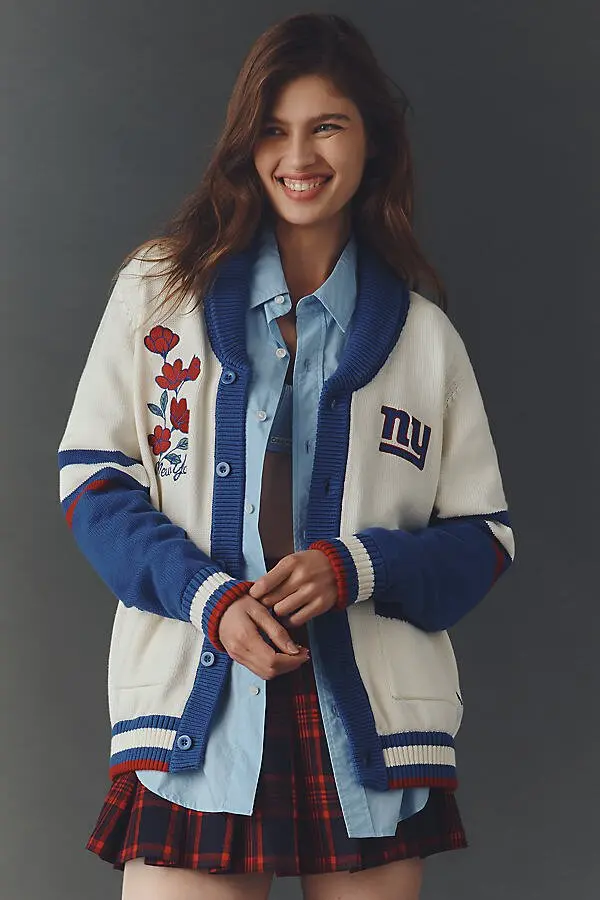 THE WILD COLLECTIVE Nfl Cardigan Sweater - Giants