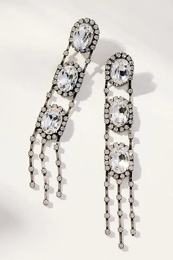 EPONA VALLEY Grand Palacio Crystal Drop Earrings - Silver