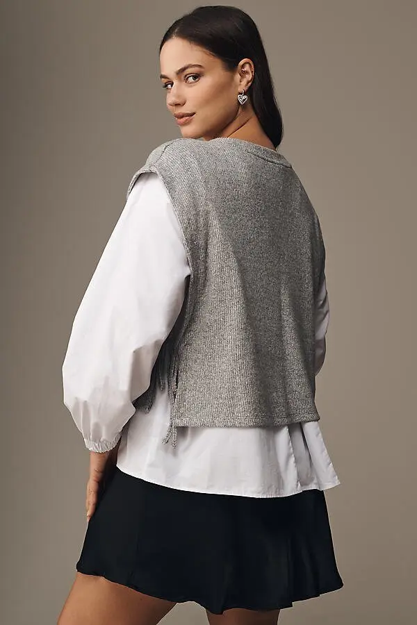 Maeve Long-sleeve Twofer Sweater Vest