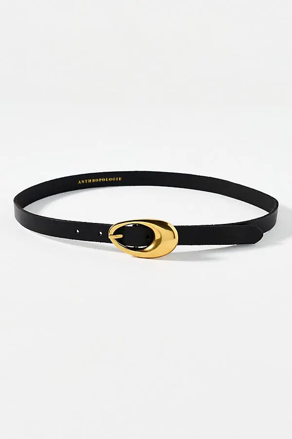 Anthropologie Oval Bubble Buckle Belt - Black / Gold