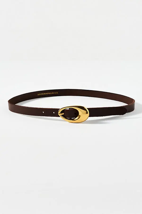 Anthropologie Oval Bubble Buckle Belt - Brown / Gold