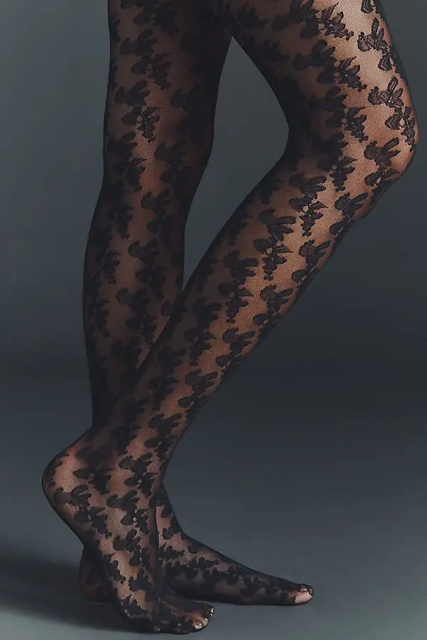 Anthropologie Tulle Lace Tights - Black