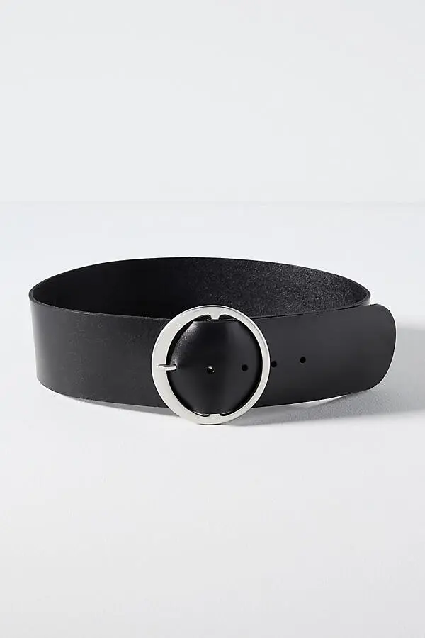 Anthropologie Round Buckle Wide Belt - Black