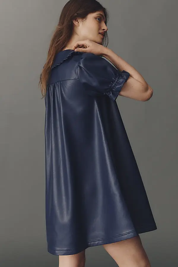 pilcro faux leather dress NEW Pilcro Size S Long-Sleeve Faux Leather Belted Midi Dress - Black