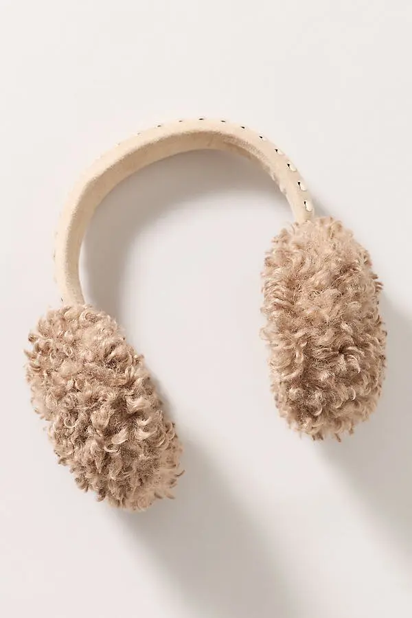 VIOLET & BROOKS Studded Faux Fur Earmuffs - Tan
