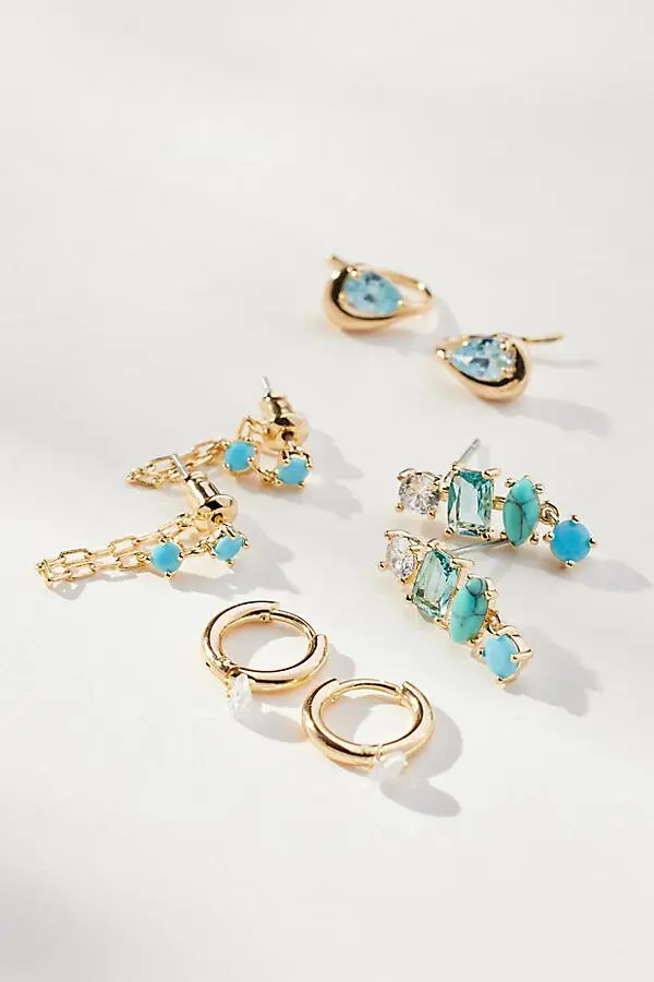 Anthropologie Birthstone Earring Set Of 4 - December