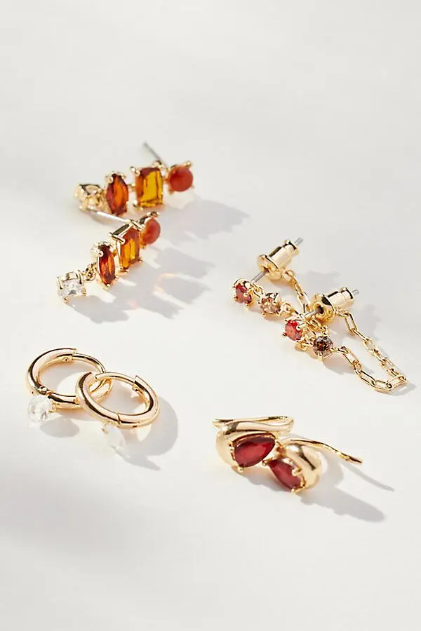 Anthropologie Birthstone Earring Set Of 4 - January