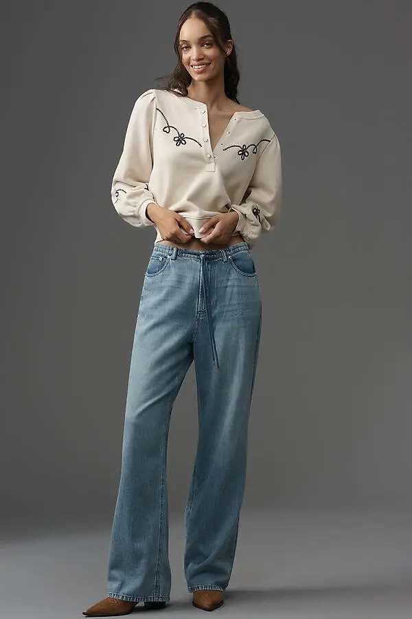 Rails Normandie Relaxed Wide-leg Pants - Light Blue