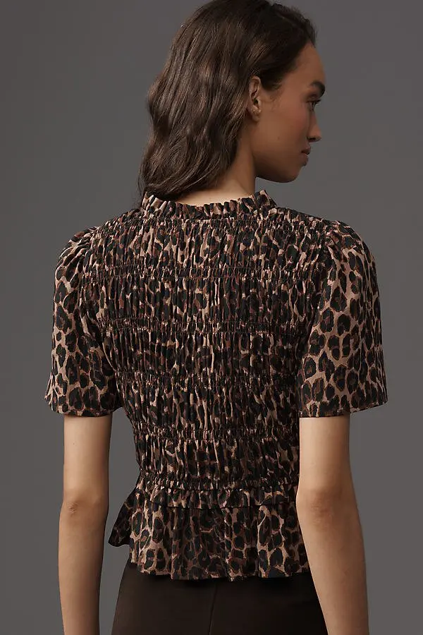 Rails Portia Short-sleeve V-neck Blouse - Leopard