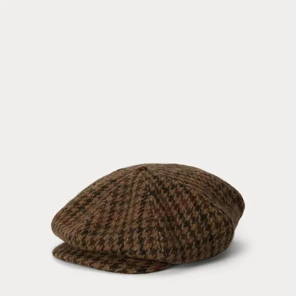 Ralph Lauren Houndstooth Tweed Newsboy Cap - Loden Multi