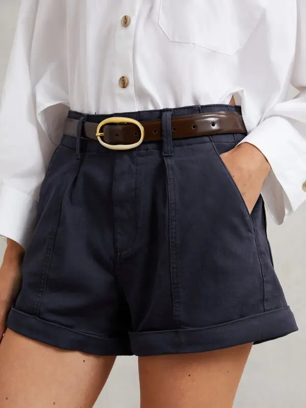 Paige Cotton-blend Cuffed-hem Shorts