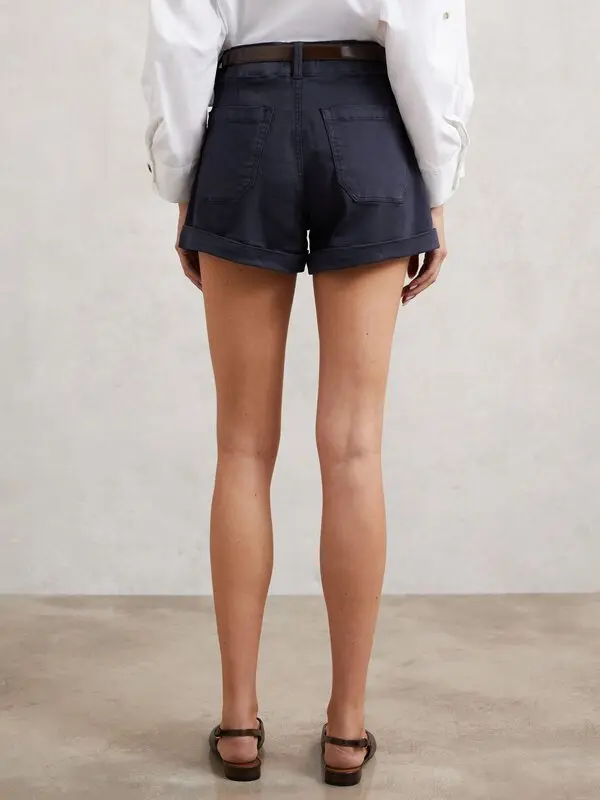 Paige Cotton-blend Cuffed-hem Shorts