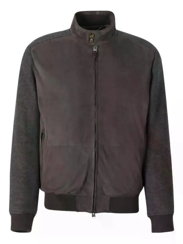 Canali Mock-neck Bomber Jacket - Brown