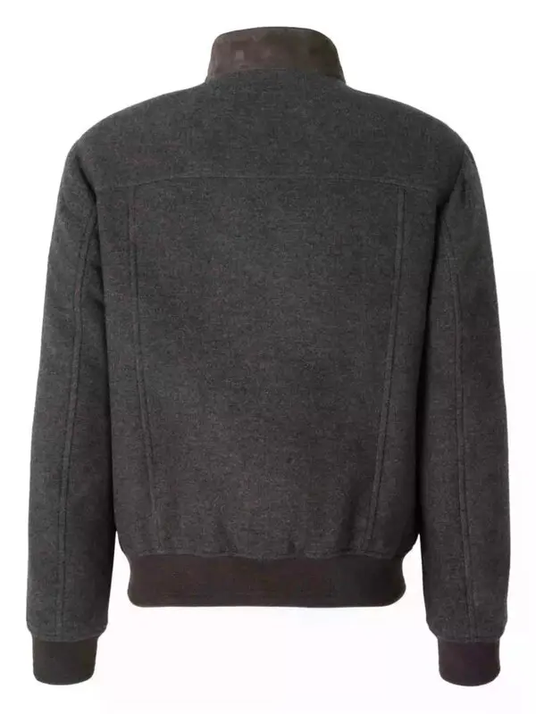 Canali Mock-neck Bomber Jacket - Brown