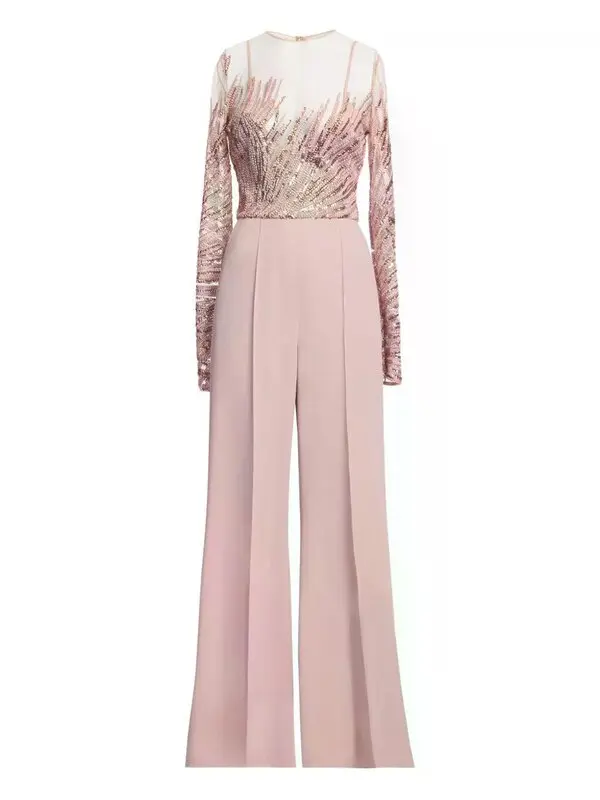 Elie Saab Sequin-embellished Tulle Embroidered Jumpsuit - Pink