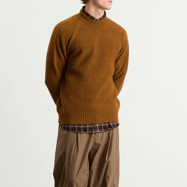 John Smedley Couper Moss Stitch British Wool Jumper - Umber