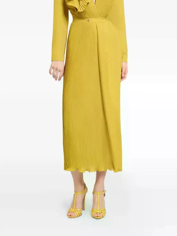 Elie Saab Pleated Chiffon Midi Skirt