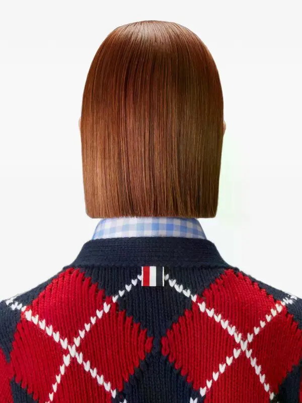 Thom Browne Argyle-intarsia Merino-wool Cardigan - Red