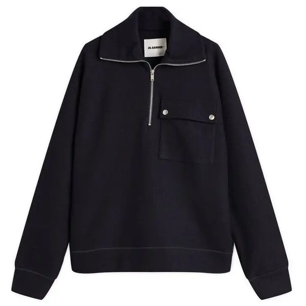 JIL SANDER Felted Wool Quarter-zip Jumper
