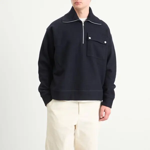 JIL SANDER Felted Wool Quarter-zip Jumper