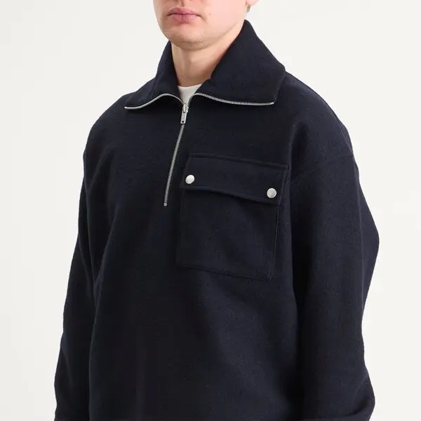 JIL SANDER Felted Wool Quarter-zip Jumper