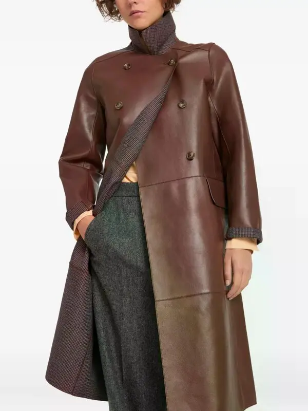 YVES SALOMON Double-breasted Leather Coat - Red