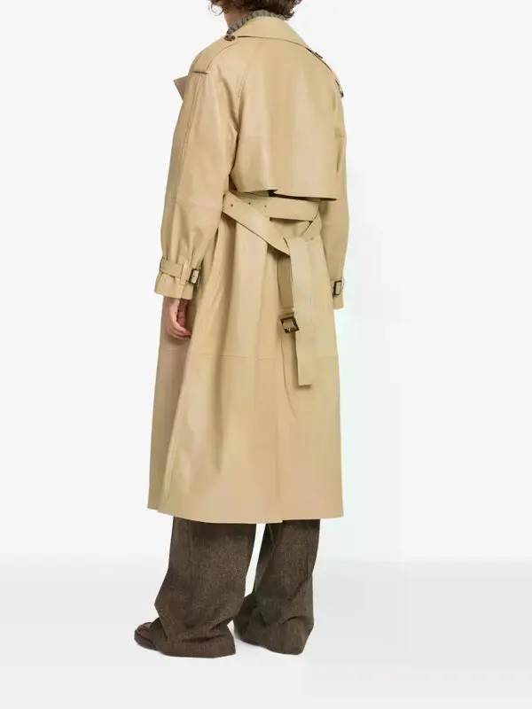 YVES SALOMON Belted Leather Trench Coat - Neutrals