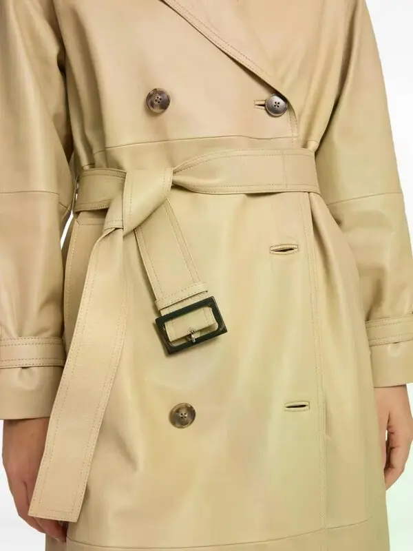 YVES SALOMON Belted Leather Trench Coat - Neutrals