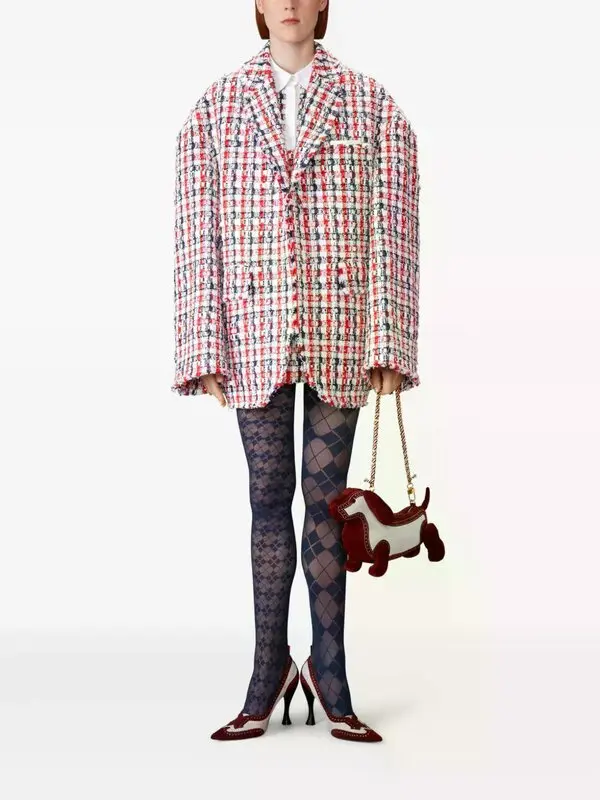 Thom Browne Gingham Satin-ribbon Tweed Shift Dress - Red
