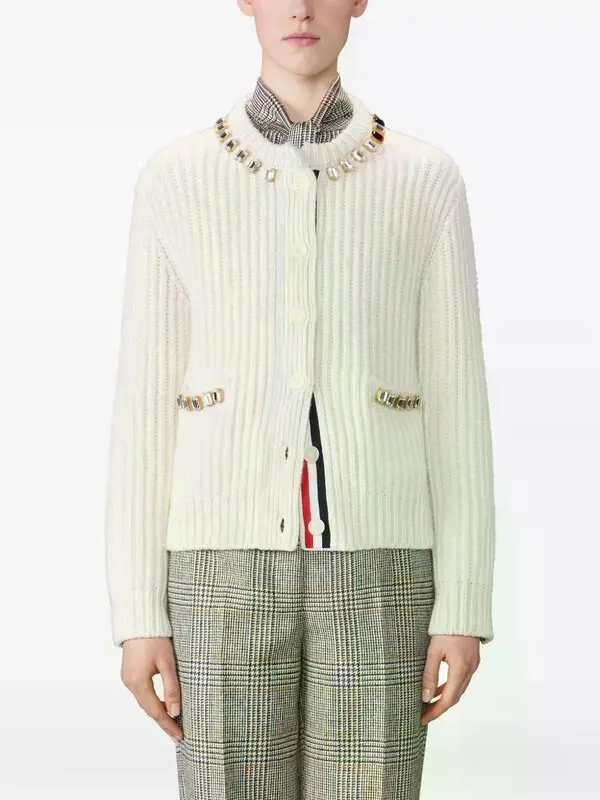 Thom Browne Swarovski-crystal Half-stitch Cashmere Cardigan