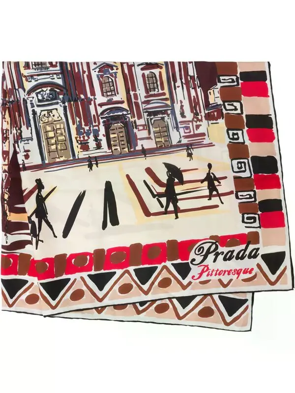 Prada Pittoresque Milan Silk Foulard