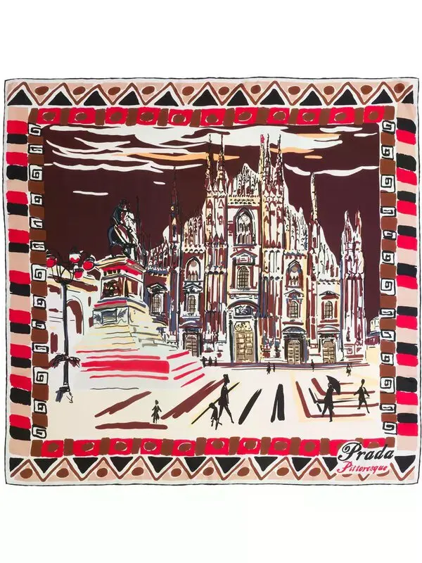 Prada Pittoresque Milan Silk Foulard