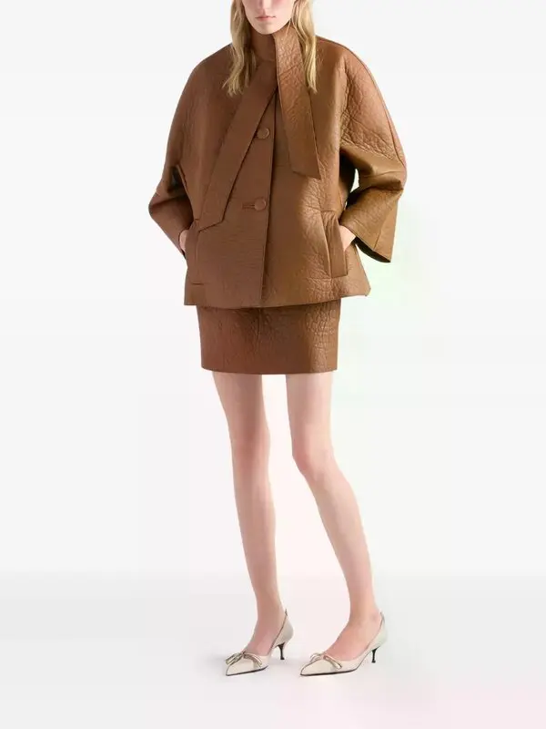 Prada Textured Leather Mini Skirt