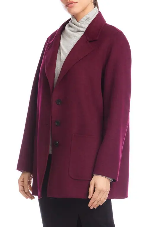 Karen Kane Oversized Brushed Wool Blend Blazer - Eggplant