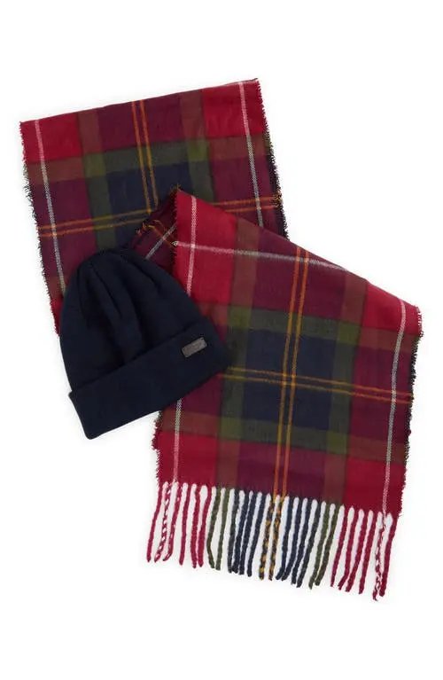 Barbour Swinton Tartan Scarf & Beanie Set - Winterberry Tartan