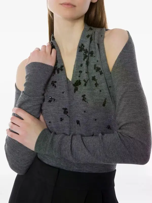 Alberta Ferretti Off-shoulder Virgin-wool Sweater