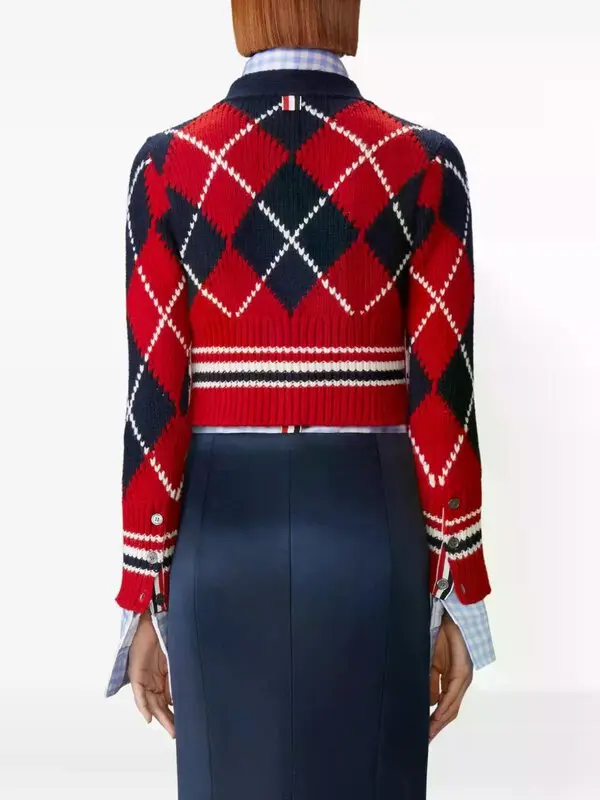 Thom Browne Argyle-intarsia Merino-wool Cardigan
