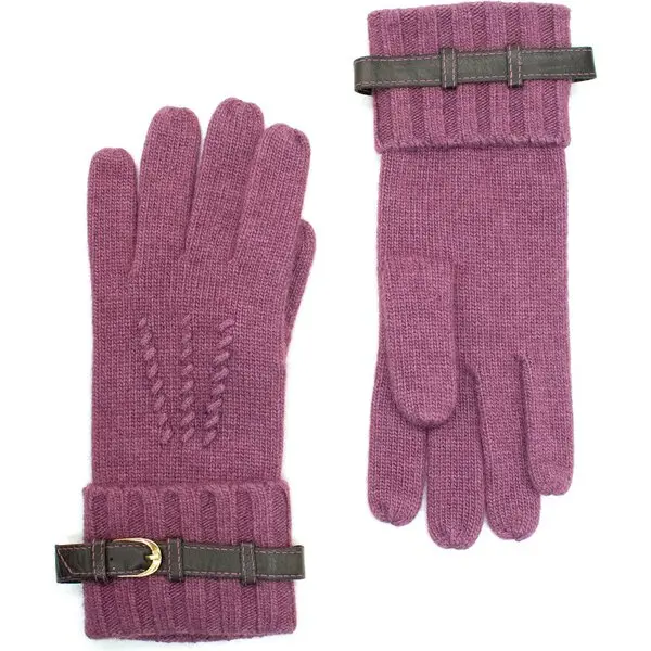 Portolano Gloves With Nappa Belt - Damson/teak
