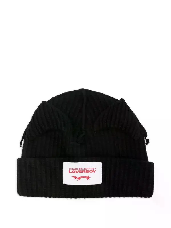CHARLES JEFFREY Ribbed-knit Beanie - Black