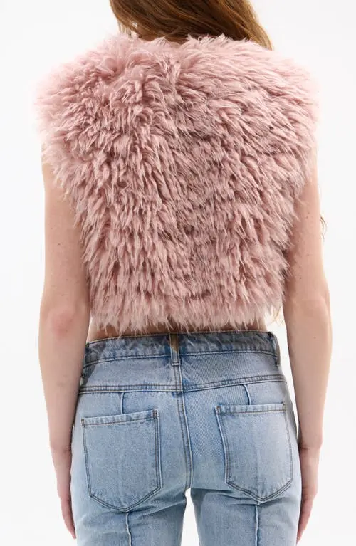 AZALEA WANG Camille Faux Fur Crop Vest