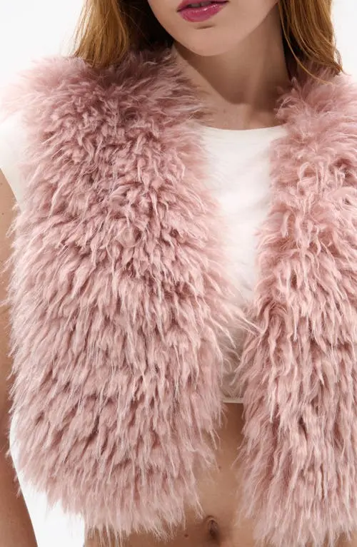 AZALEA WANG Camille Faux Fur Crop Vest