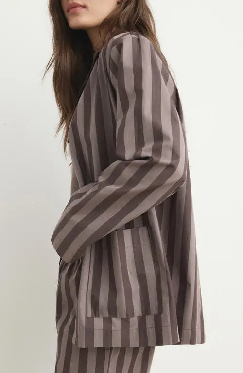 Mango Stripe Cotton Pajama Top - Brown