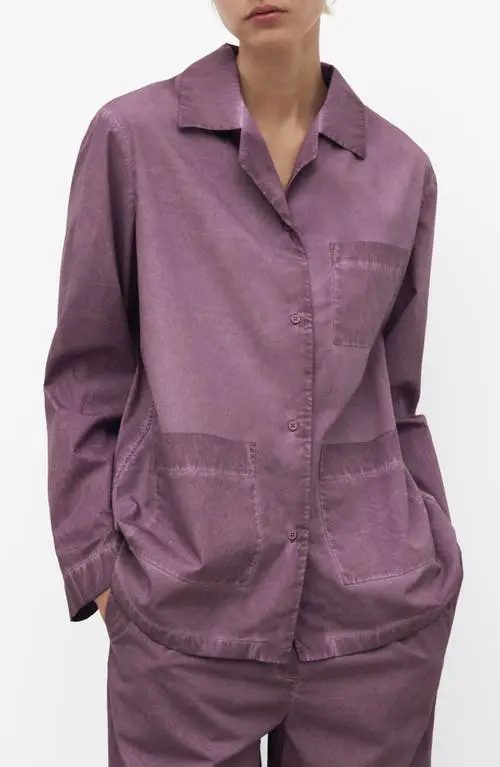 Mango Garment Dyed Button-up Shirt - Plum