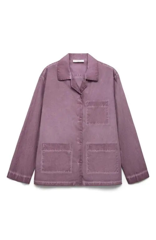 Mango Garment Dyed Button-up Shirt - Plum