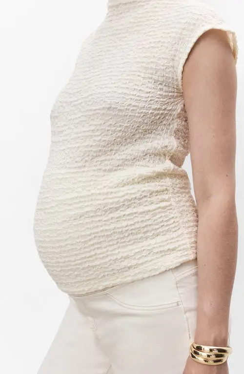 Mango Cotton Blend Crepe Maternity Top - Off White